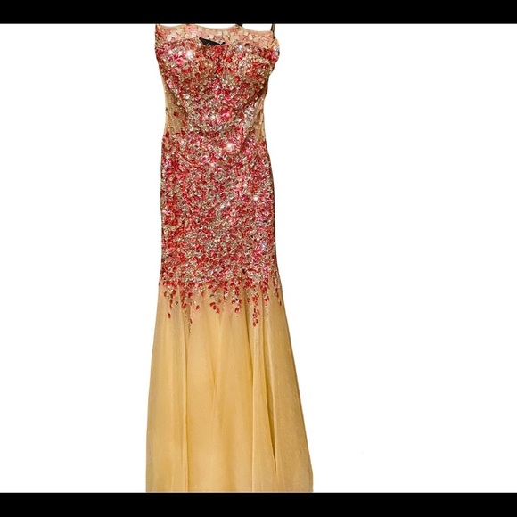 Milano | Dresses | Milano Sequence Pink Strapless Ball Gown Party Dress ...